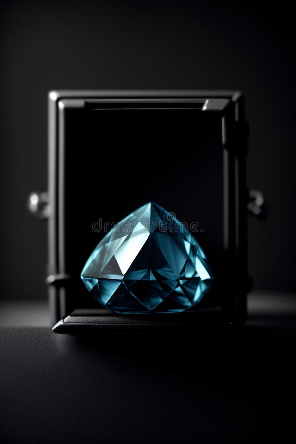 A Blue Diamond Sitting Inside of a Black Box. Generative AI Stock ...