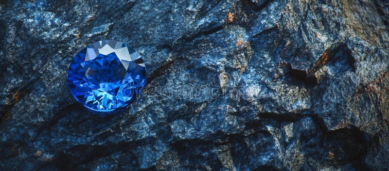 A Blue Diamond is Sitting on a Rock Stock Illustration - Illustration ...