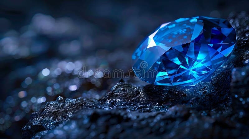 A Blue Diamond is Sitting on Top of a Rock Stock Photo - Image of jewel ...