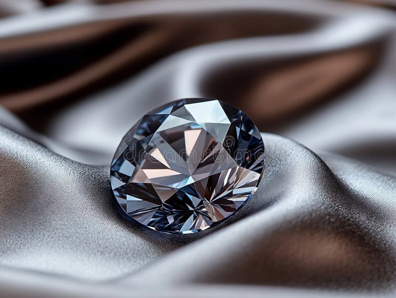 A Blue Diamond Sitting on Top of a Silver Cloth Stock Image - Image of ...