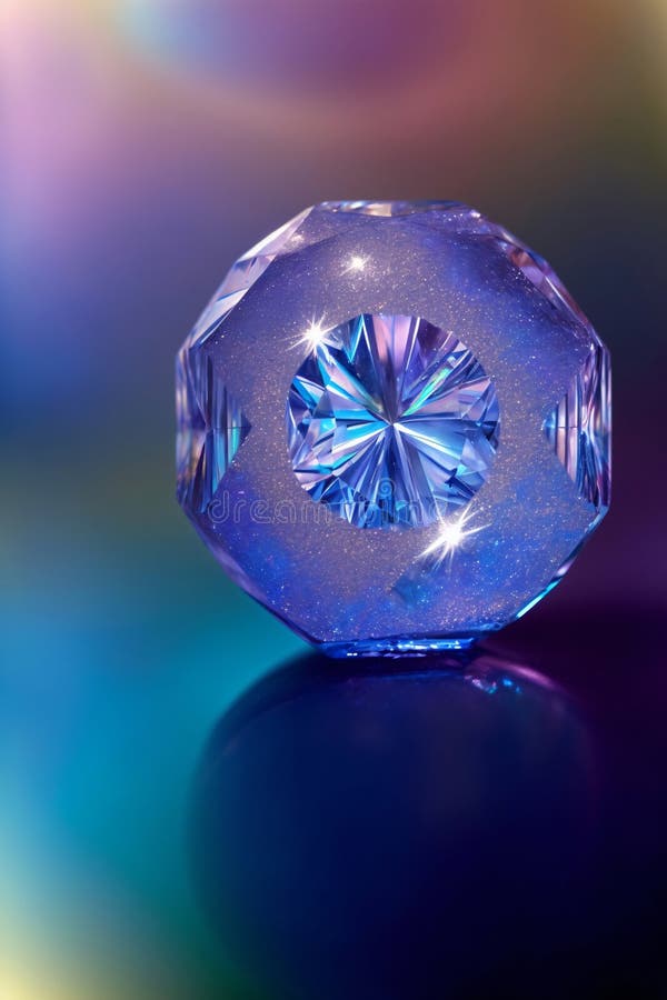 A Blue Diamond Sitting on Top of a Table. Generative AI Stock ...