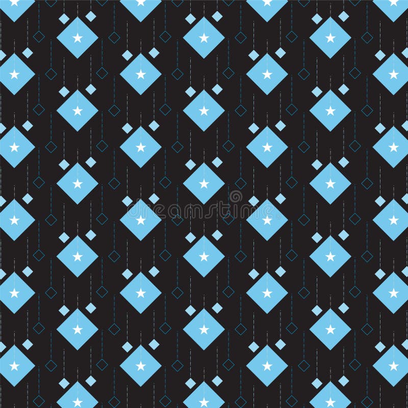 Blue Diamond with Star and Linear Diamond Shape Hanging Pattern Stock ...