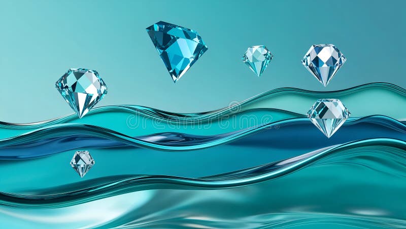 Blue Diamonds Floating on Serene Turquoise Waves Create a Captivating ...