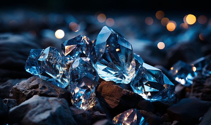 Blue Diamonds on Rocks stock photo. Image of mineralogy - 323919238