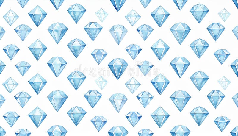 Blue Diamonds Seamless Pattern Watercolor Design Stock Illustration ...