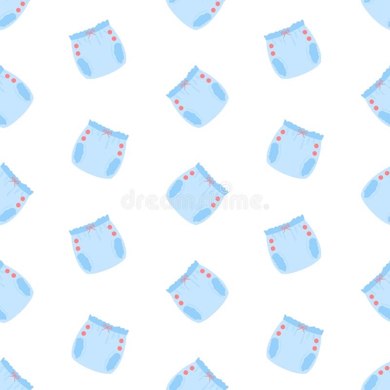 Blue Diapers Vector Seamless Pattern. Diaper Angles, Diaper Changing ...