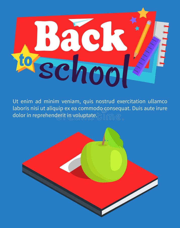 Blue Diary with Place for Name Green Apple Vector Stock Vector ...