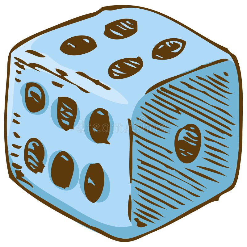 Blue Dice stock vector. Illustration of number, doodle - 55679622