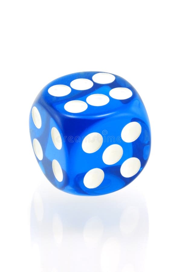 Blue Die on White - 5 on Top Stock Photo - Image of games, glowing: 676460