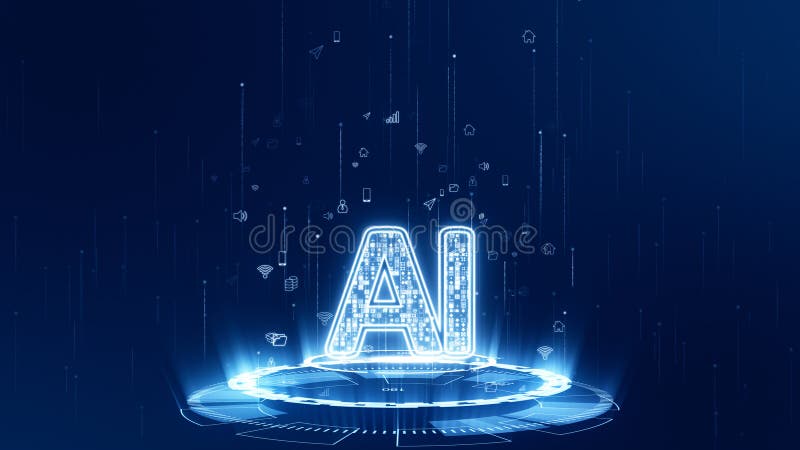 Blue Digital AI Logo with Futuristic Technology Circle and Icon on ...