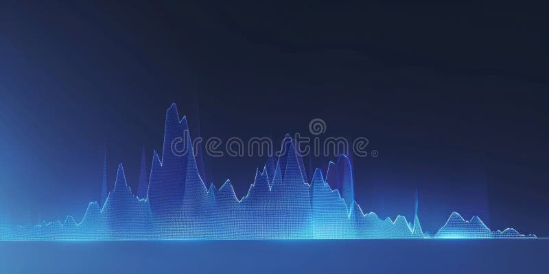 Blue Digital Audio Waveform on Dark Background Stock Illustration ...