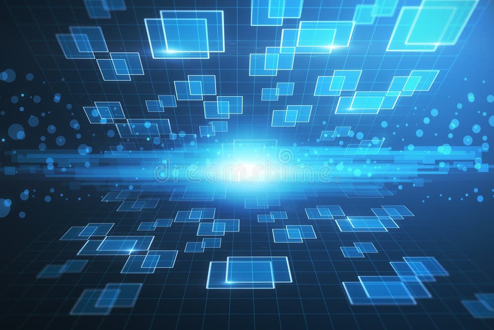 Blue digital backdrop stock illustration. Illustration of blurry ...