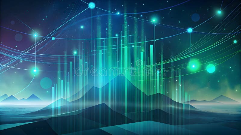 Blue Digital Background with Intricate Lines and Glowing Dots Stock ...