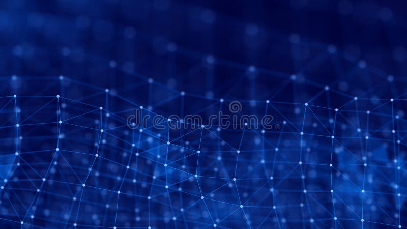 Blue Digital Background. Network Connection Structure on Blue ...