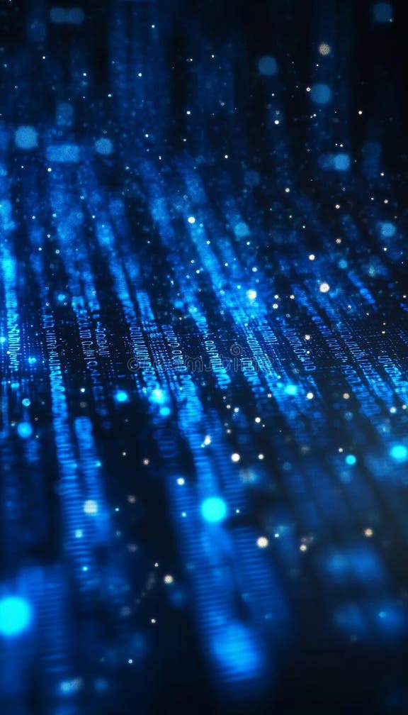 Blue Digital Binary Code Data Flow, Stream of Binary Digits Abstract Data Technology Background ...