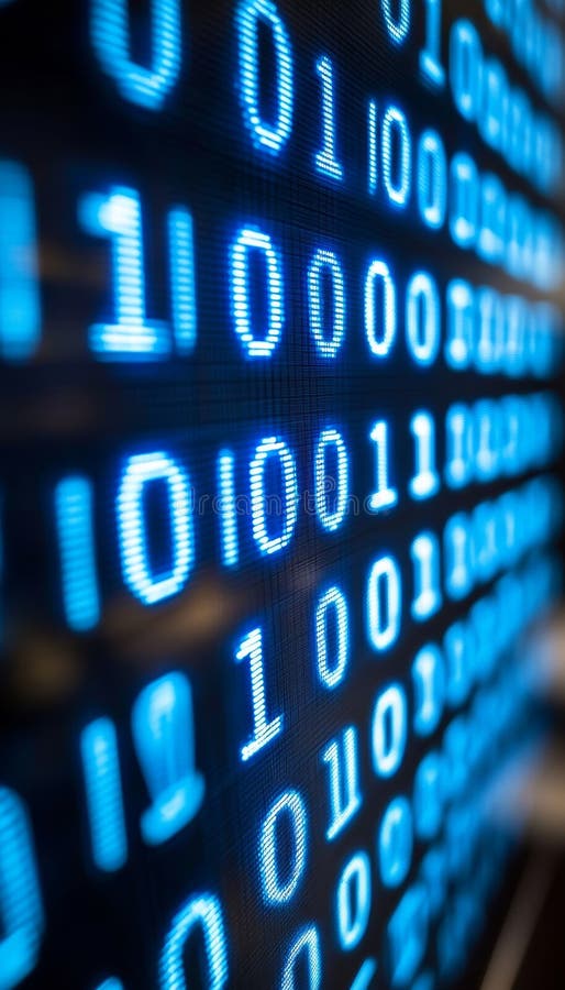 Blue Digital Binary Code Data Stream on Computer Screen, Technology Background Banner Stock ...