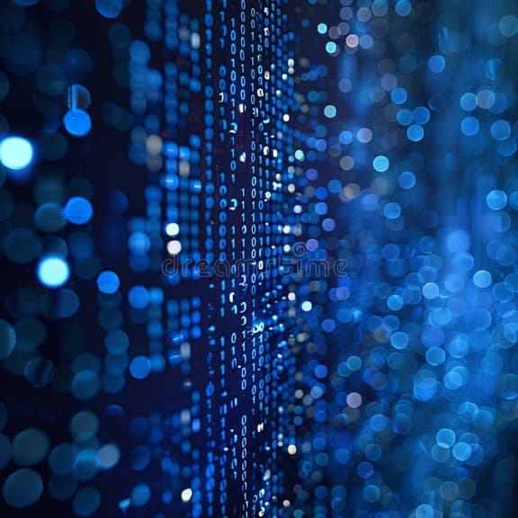 Blue Digital Binary Code Forms Intricate Background On Computer Screen