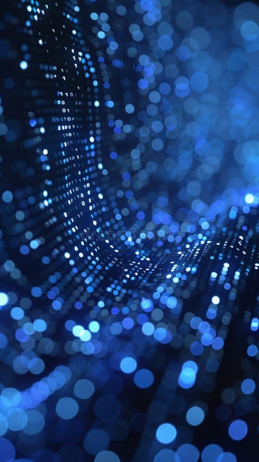 Blue Digital Binary Code Forms Intricate Background On Computer Screen