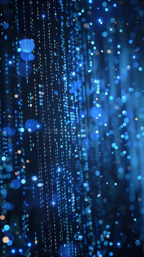 Blue Digital Binary Code Forms Intricate Background On Computer Screen