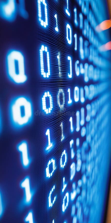 Blue Digital Binary Code Numbers Flowing Across a Screen Concept for Programming Code, Data ...