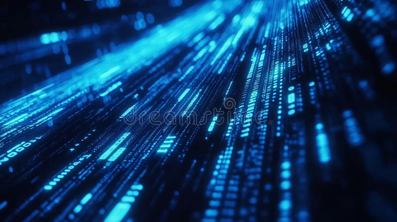 Blue Digital Binary Data on Computer Screen Background Stock Photo ...