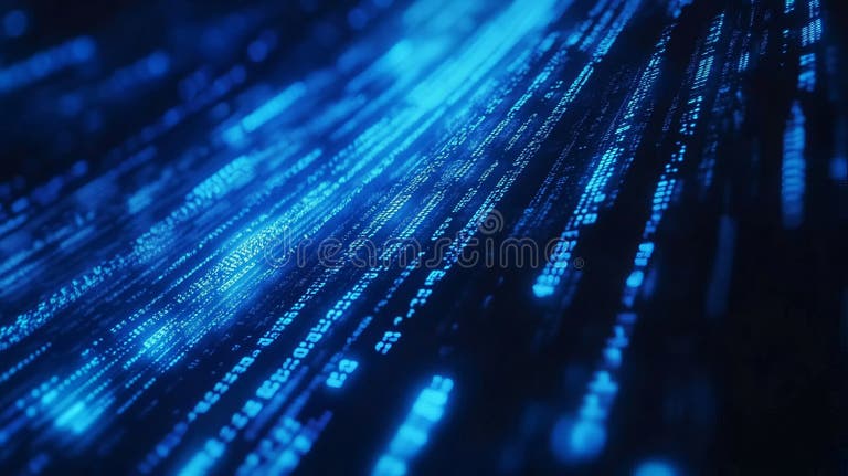 Blue Digital Binary Data on Computer Screen Background Stock Photo ...