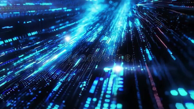 Blue Digital Binary Data on Computer Screen Background Stock Footage - Video of electronic ...