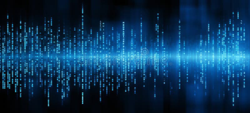 Blue Digital Binary Data on Computer Screen Background. Banner. Stock ...