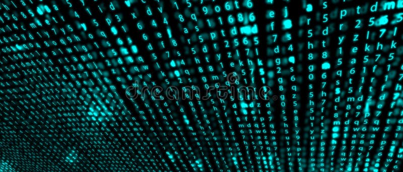 Blue Digital Binary Data on Computer Screen Stock Illustration ...