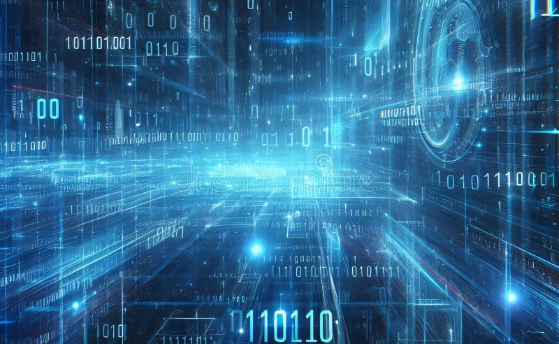 Blue Digital Binary Data Earth Computer Screen Background - Technology ...