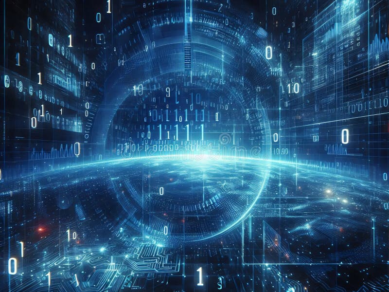 Blue Digital Binary Data Earth Computer Screen Background - Technology ...