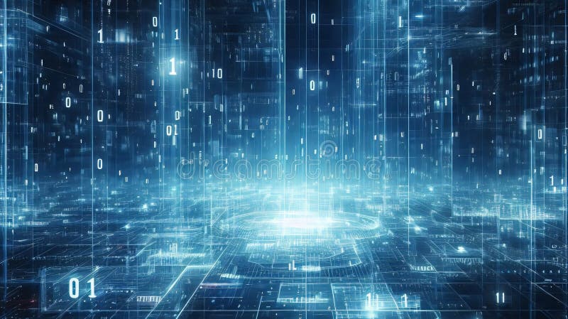 Blue Digital Binary Data Earth Computer Screen Background - Technology ...