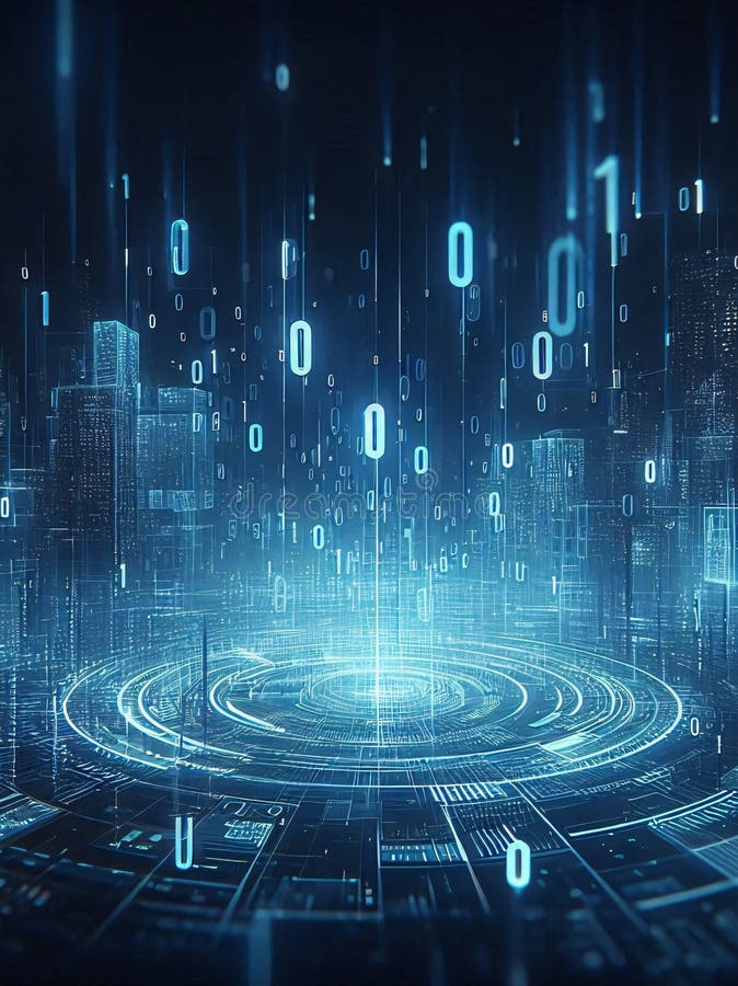 Blue Digital Binary Data Earth Computer Screen Background - Technology ...