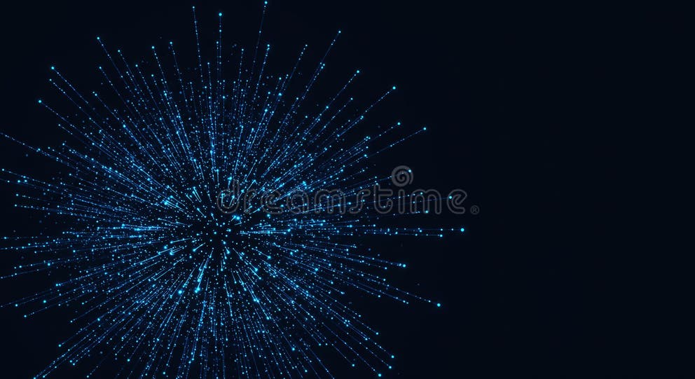 Blue Digital Burst with Radiating Lines and Dots Resembling a Firework ...