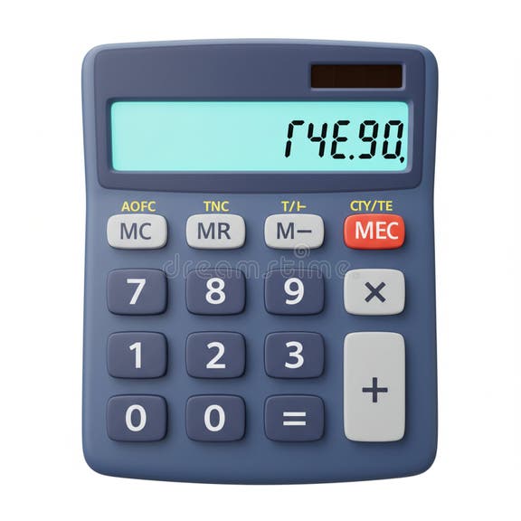 Blue Digital Calculator with Rounded Buttons, Featuring a Numeric ...
