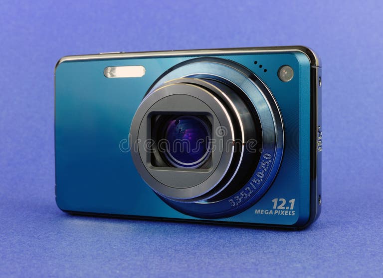 Blue digital camera stock image. Image of quality, entertainment - 13208645