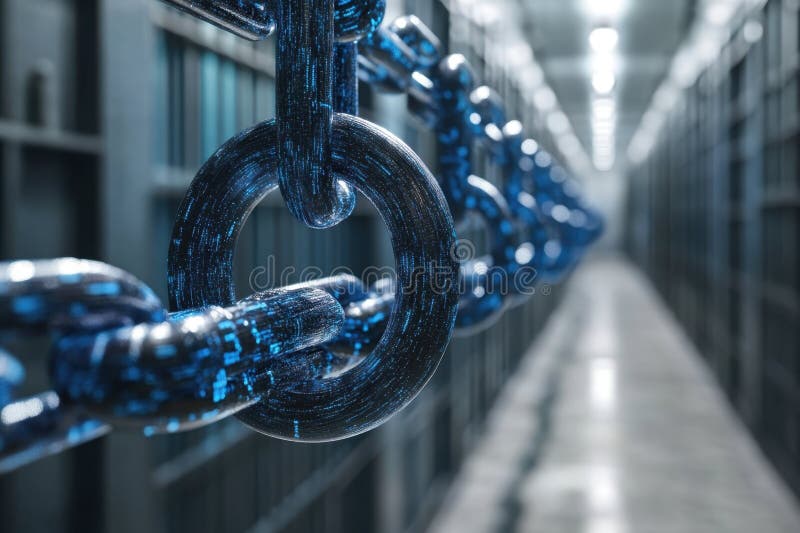 A Blue Digital Chain Linking Storage Compartments in a Modern Data ...