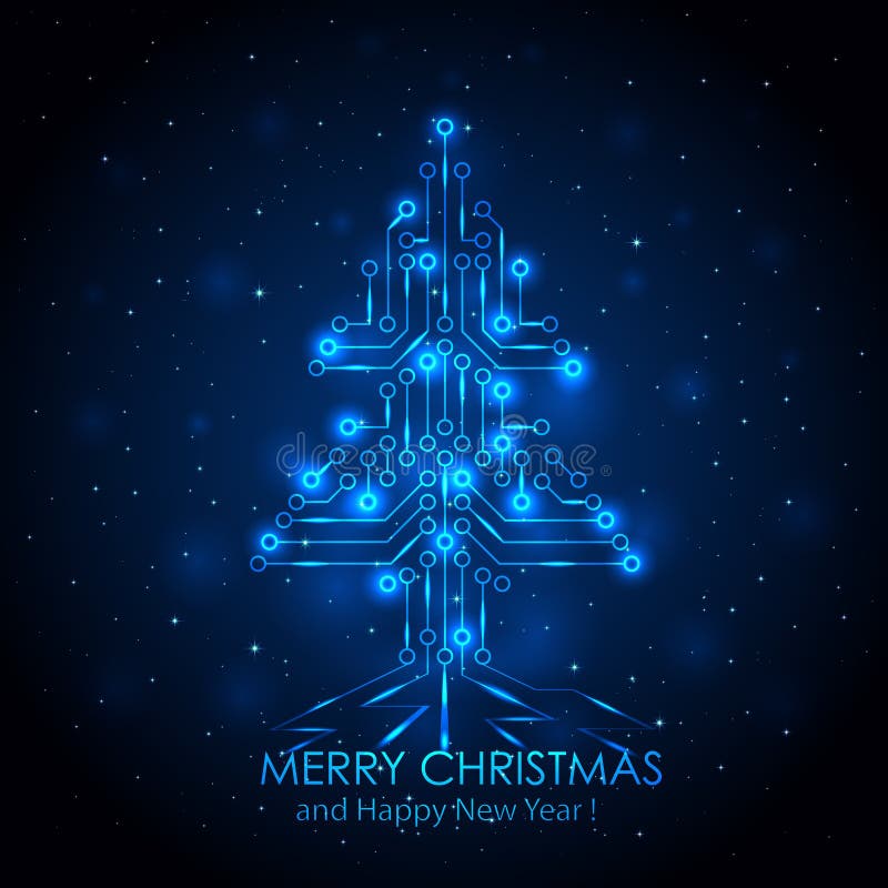 Blue Digital Christmas Tree Stock Vector - Illustration of celebration ...