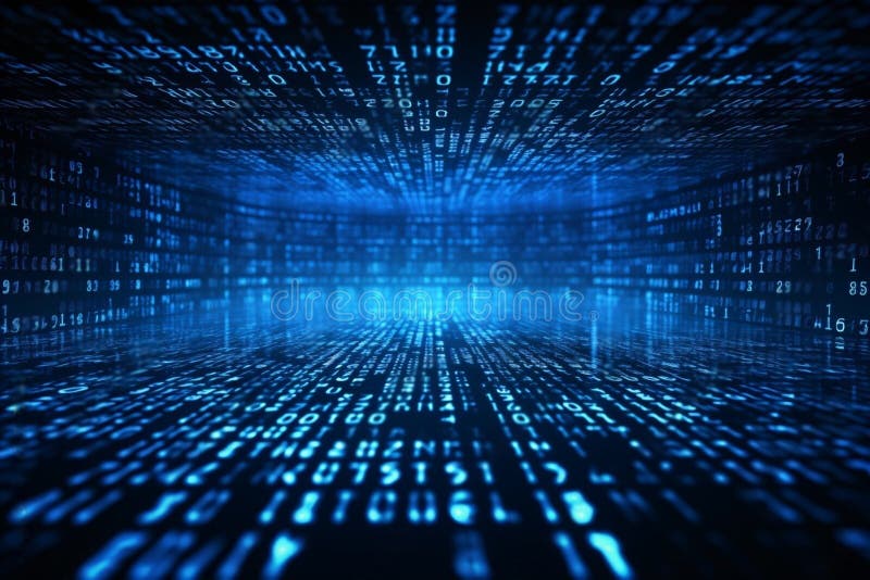 Blue Digital Code Matrix Numbers and Letters in a Dynamic Perspective ...