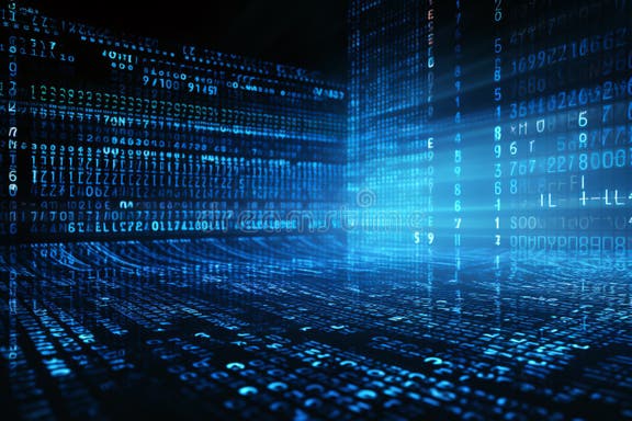 Blue Digital Code Matrix with Rows and Columns of Numbers and Letters ...