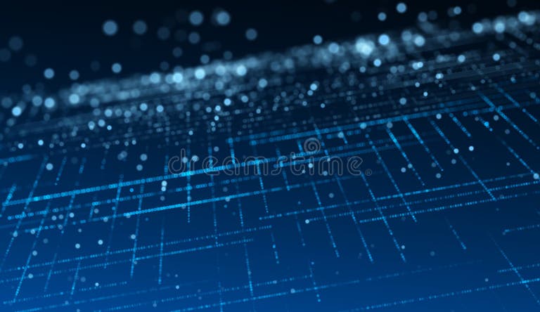 Blue Digital Code Rain in a Futuristic Matrix Style Represents ...