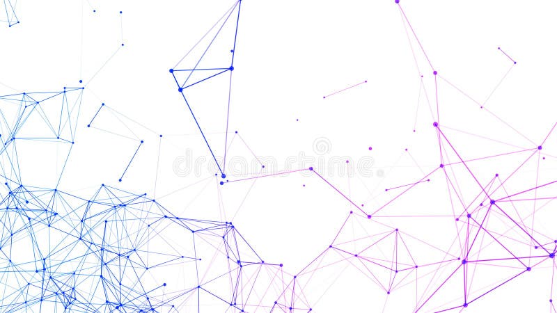 Blue Digital Computer Data and Network Connection Triangle Lines and ...