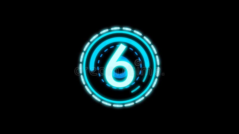 Blue Digital Countdown with Moving Circle Isolated on Black Background ...
