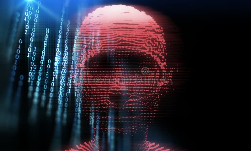 Blue Digital Cyber Hacker on Laptop Screen 3d Illustration Stock ...