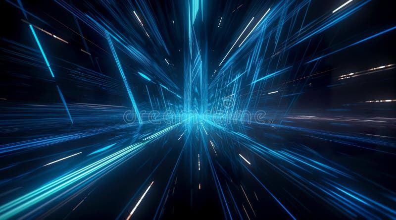 Blue Digital Cyberspace and Digital Data Network Connections Concept ...