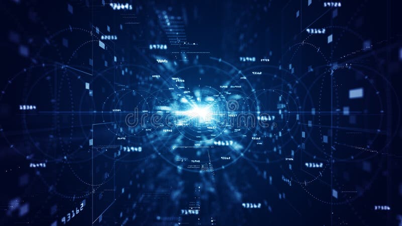 Digital Cyberspace with Particles and Digital Data Network Connections ...