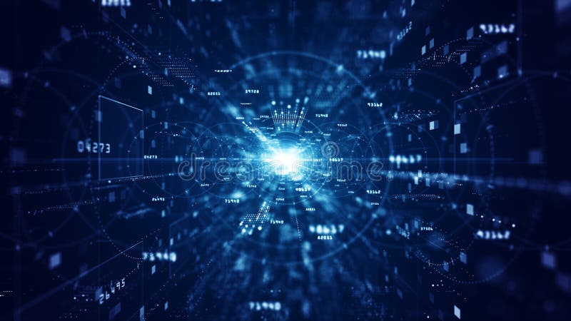 Digital Cyberspace with Particles and Digital Data Network Connections ...