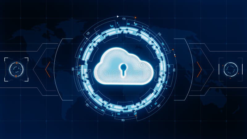 Blue Digital 3D Cloud Computing Logo with Head Up Display HUD ...