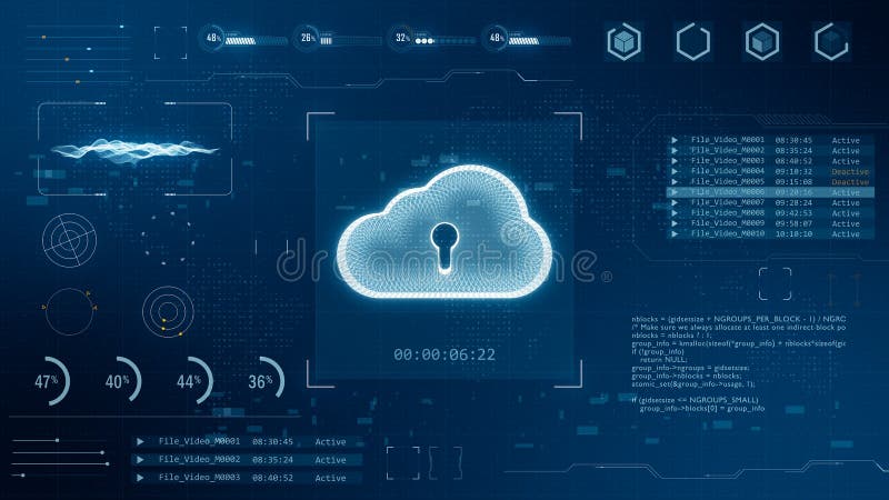 Blue Digital 3D Cloud Computing Logo with Head Up Display HUD ...