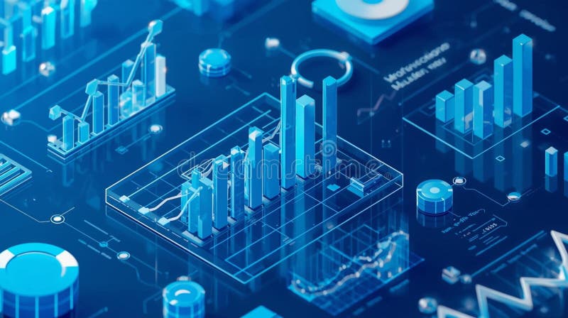 Digital Data Analysis Dashboard Blue Stock Illustration - Illustration ...